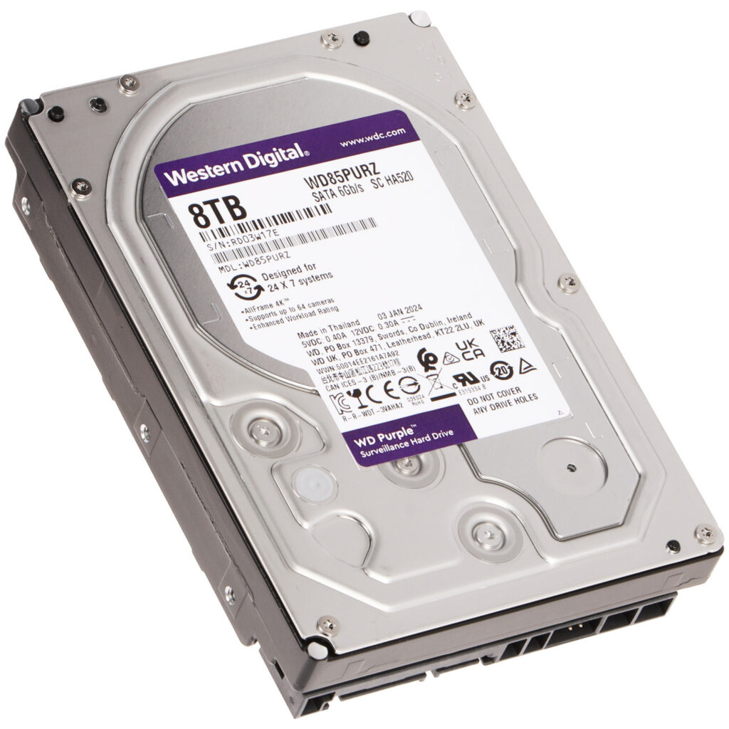 Western Digital Purple 8TB hard drive for video surveillance systems